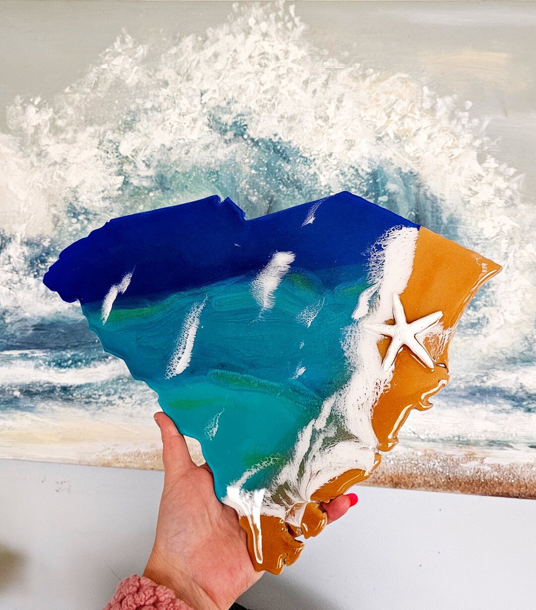 South Carolina Ocean Beach Wall Art With Shimmery Sand Beach Area ...