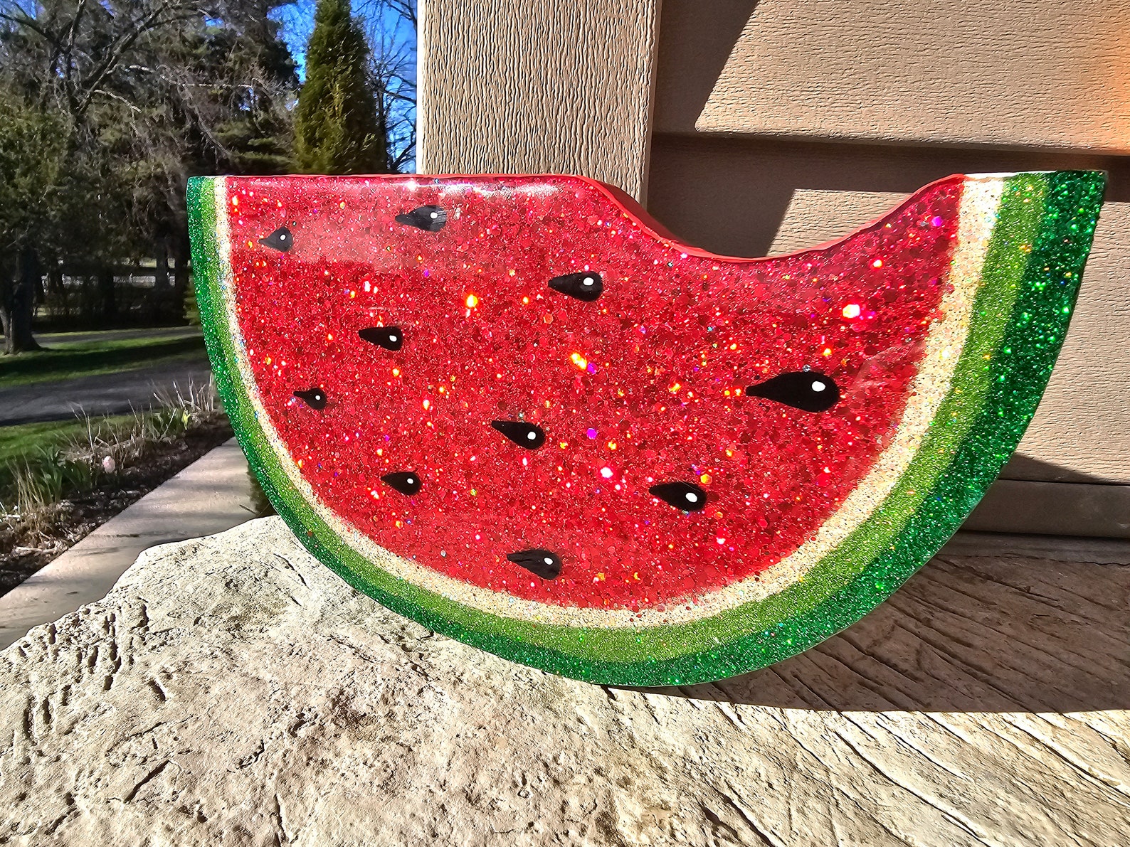 Glittery Watermelon Wall Art With Epoxy Resin Finishing, Kitchen Decor ...