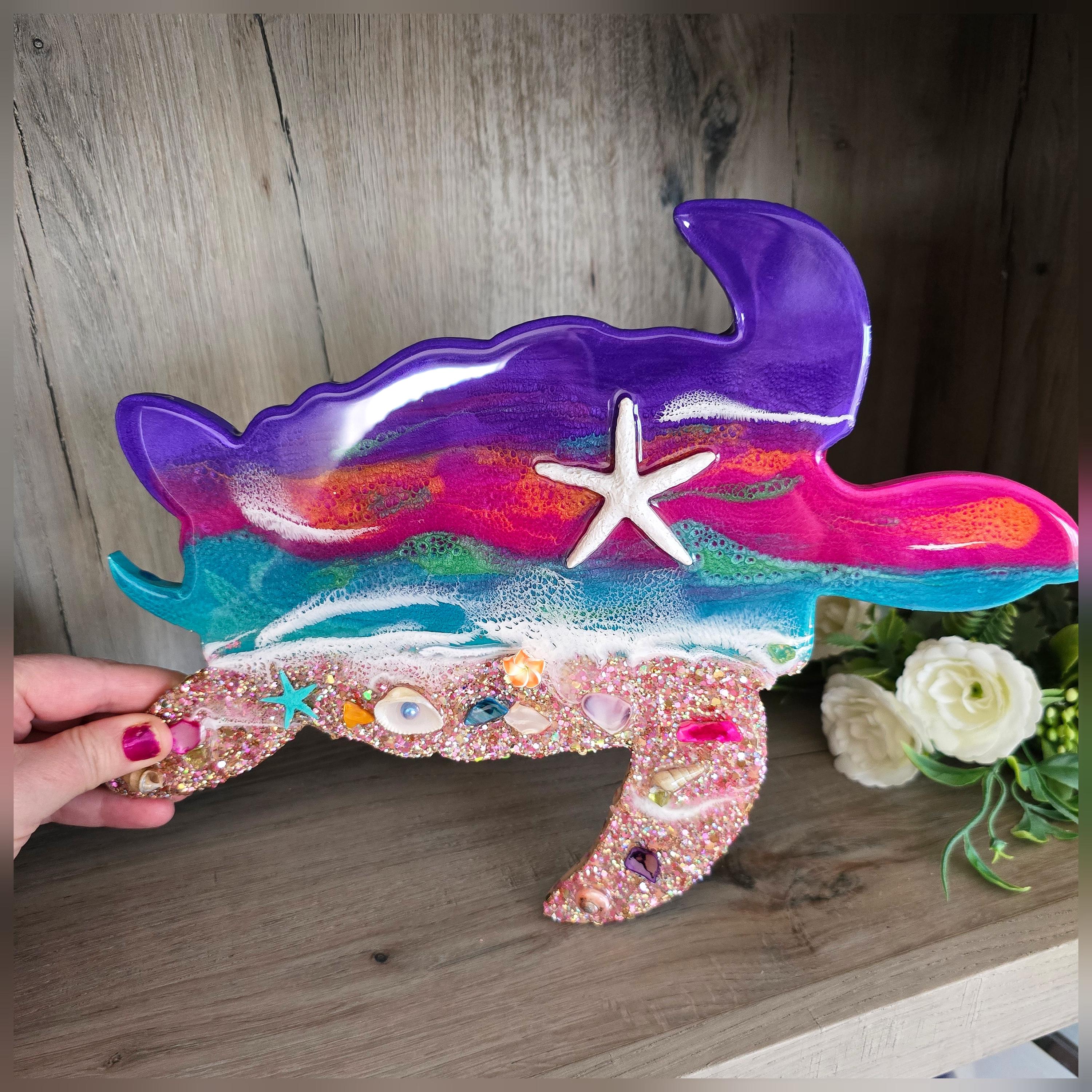 Sunset Beach Turtle With Rose Gold Glittered Beach, Starfish, Shells ...