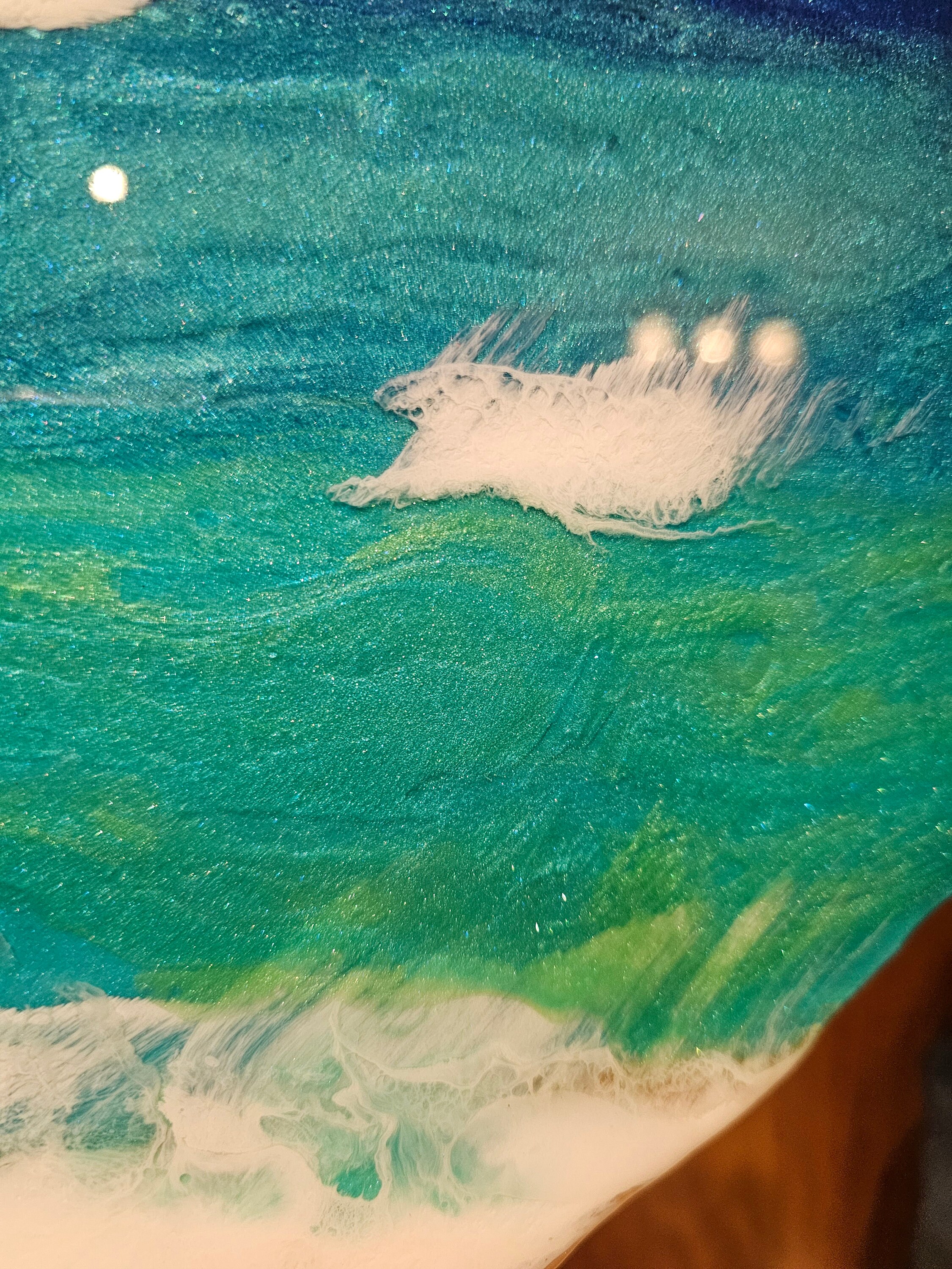 Texas Beach Ocean Art With A Real Sand Beach With Shimmer and Starfish ...