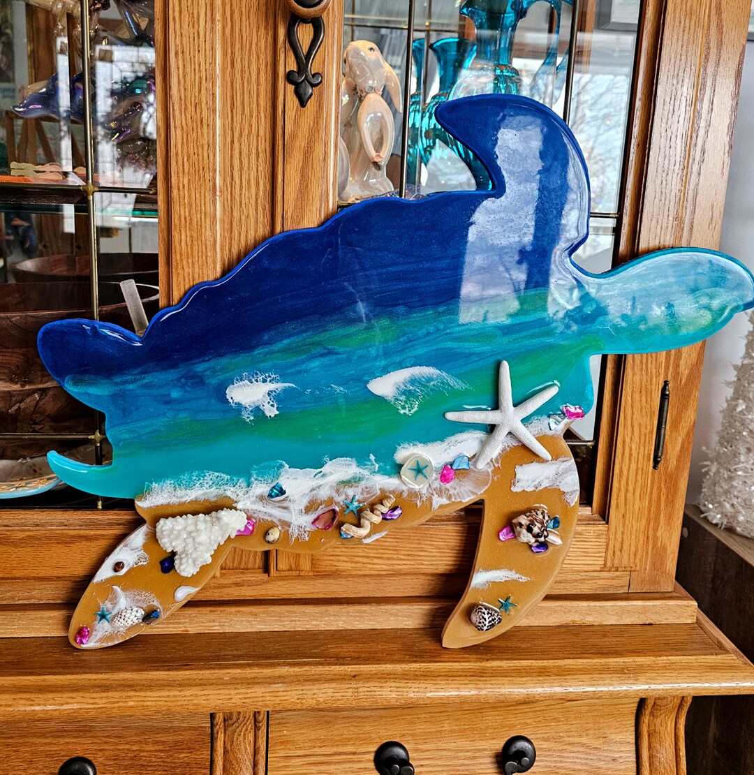 Ocean Sea Turtle Beach Wall Art With Shells, Coral, Starfish and A Real ...