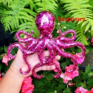 Octopus With Holographic Twilight Blue Jumbo Glitter Wall Art, Octopus ...