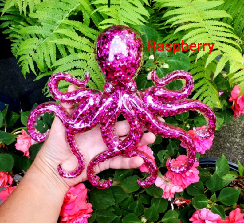 Octopus With Holographic Twilight Blue Jumbo Glitter Wall Art, Octopus ...