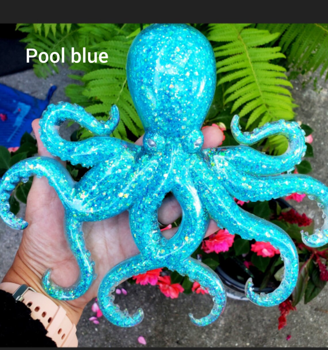 Octopus With Holographic Twilight Blue Jumbo Glitter Wall Art, Octopus ...