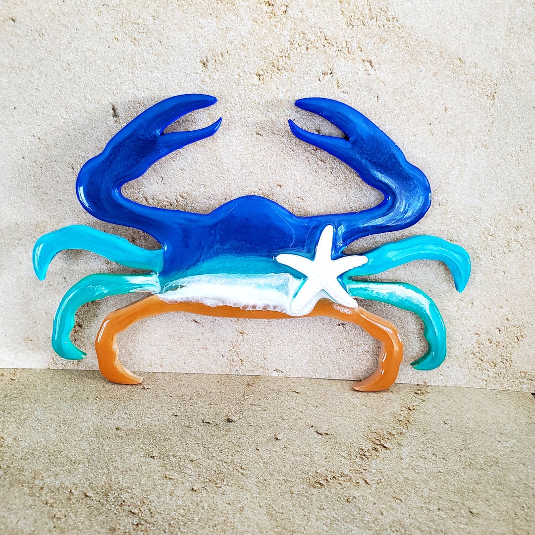 Crab Wall Hanging With Shimmer Sand and Starfish, Crab, Crab Art, Crab ...