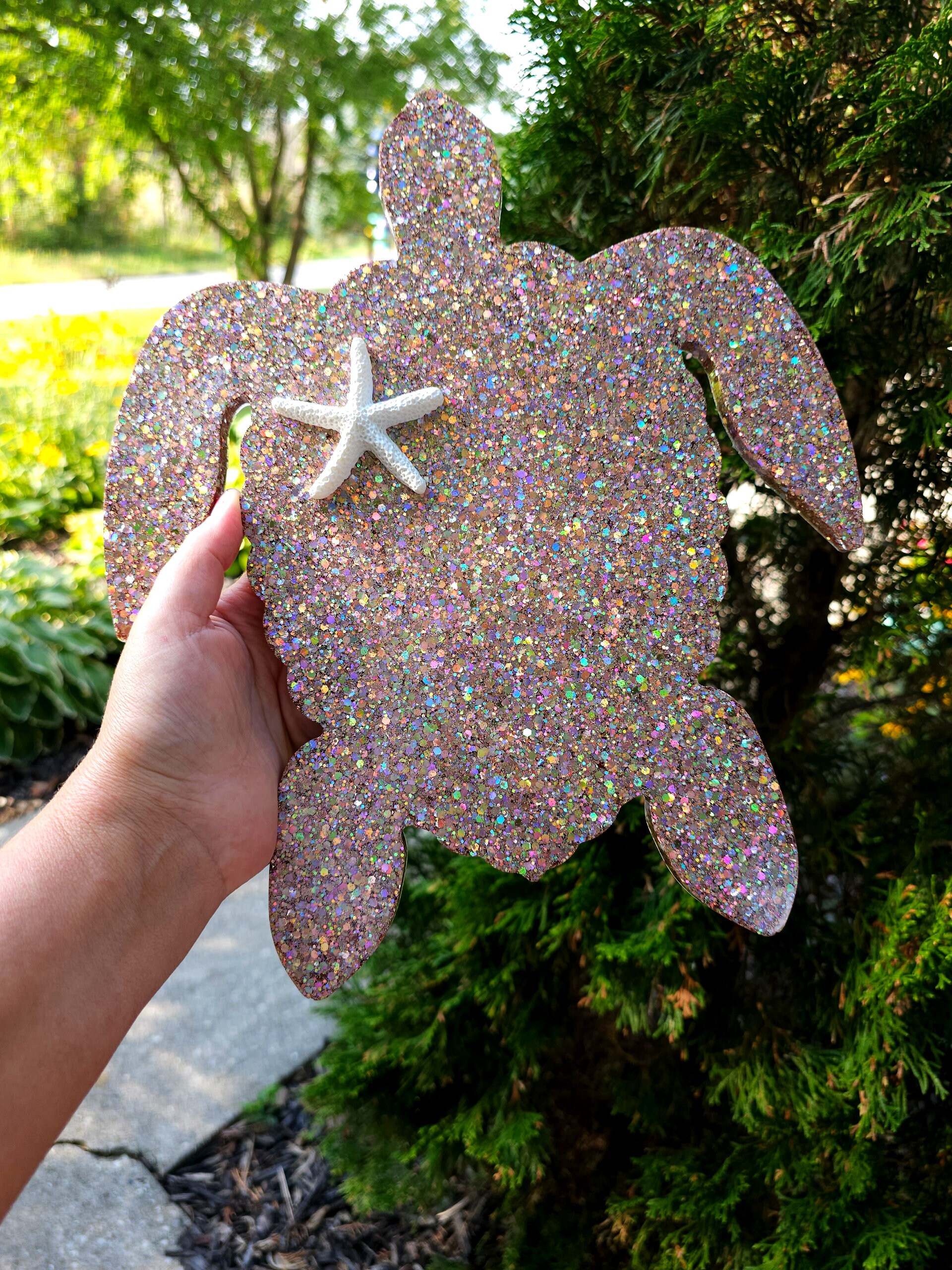 Rose Gold Holographic Glitter Sea Turtle Wall Art Sea Turtle - Etsy