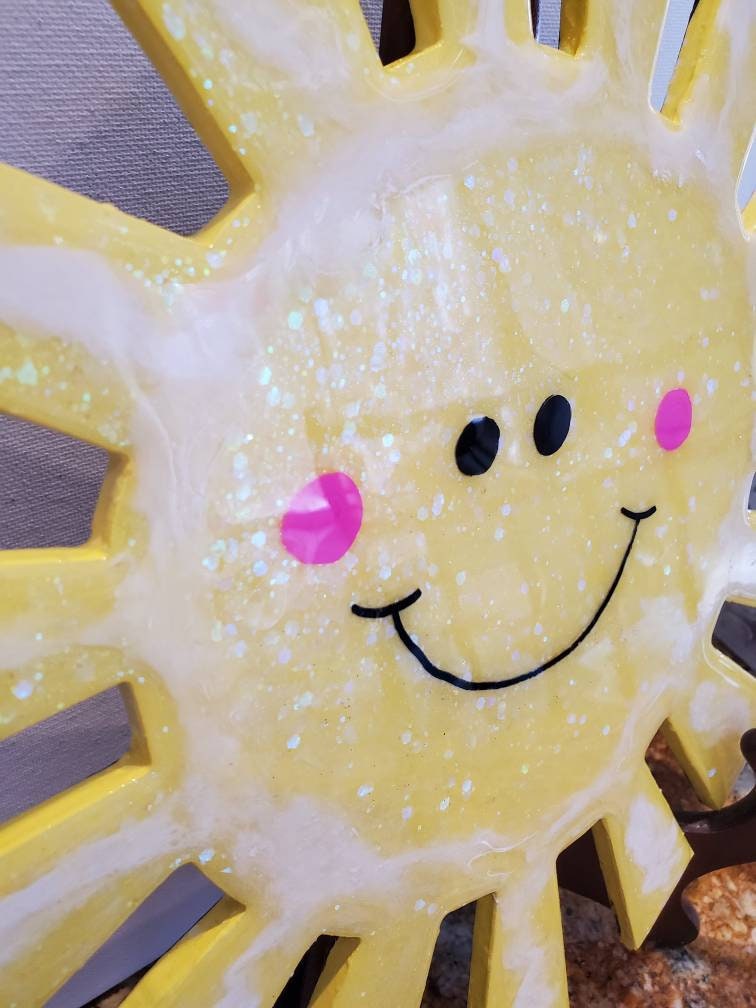 Epoxy Resin Happy Sun Wall Decor Sun Decoration Nursery Sun Decor Wall ...