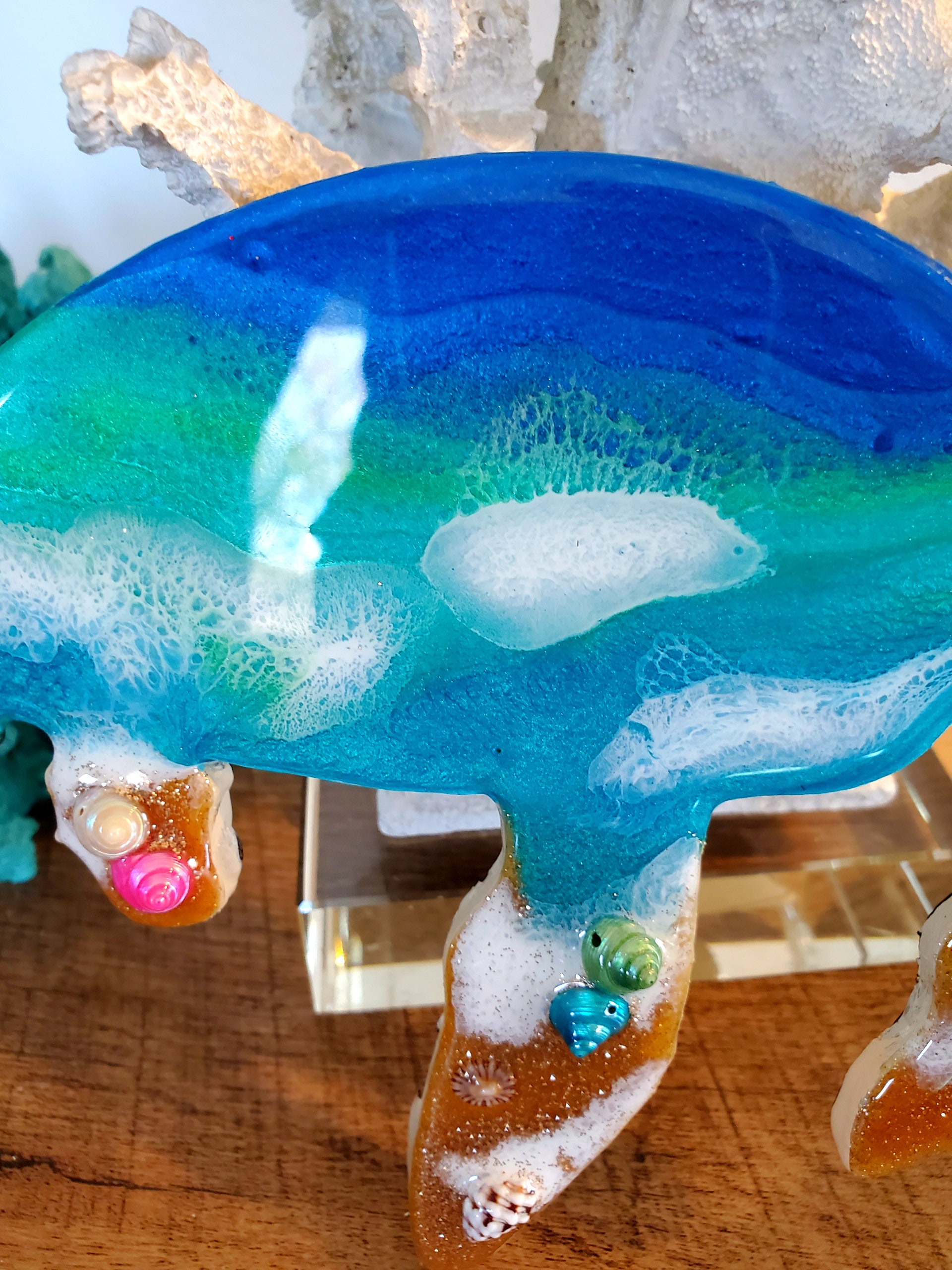 Beach Art Epoxy Resin Turtle, Ocean Resin Art, Hawaiian Resin Art ...