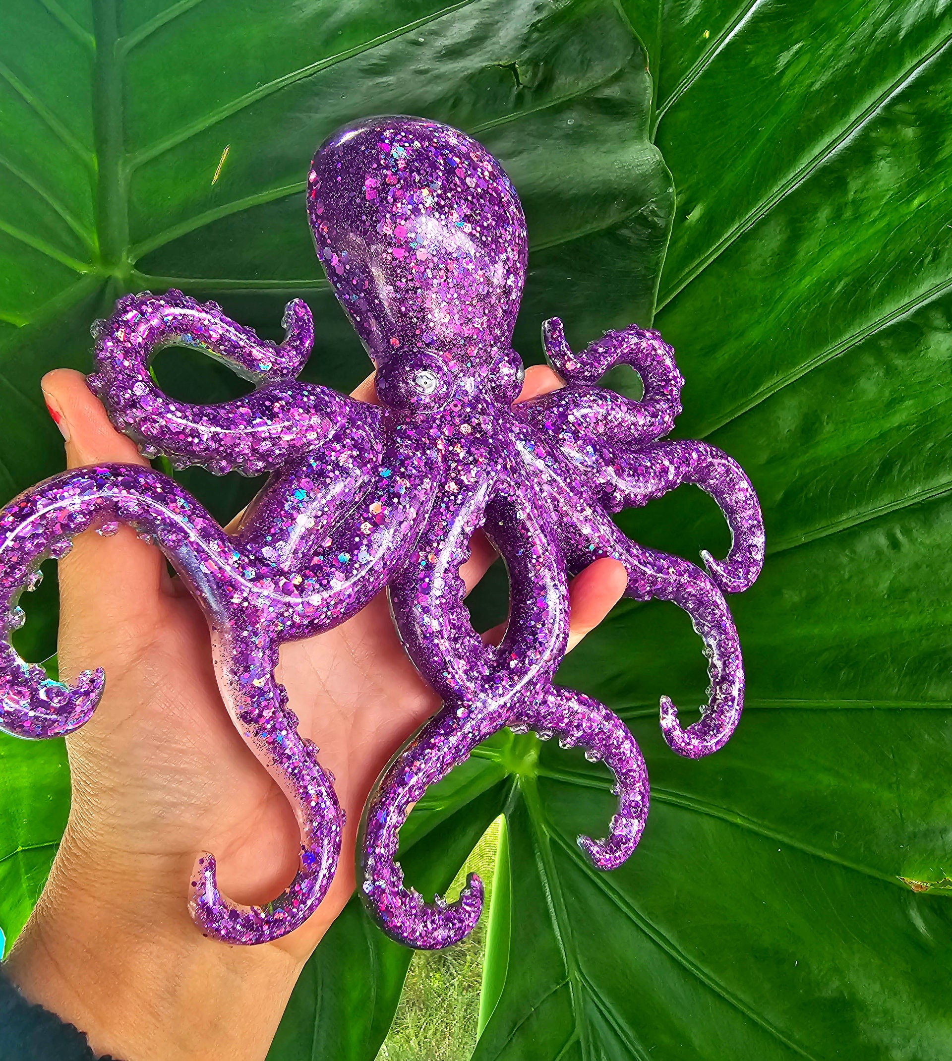 Lilac Holographic Glitter Octopus Wall Art, Octopus Art, Octopus Decor ...