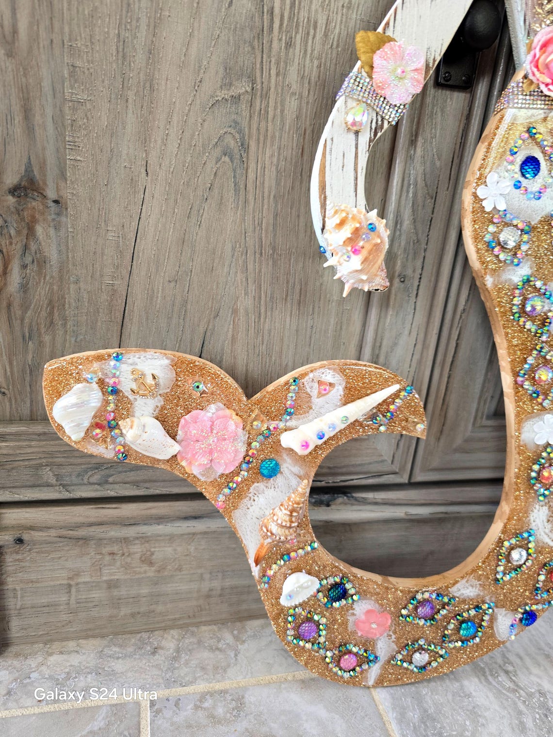 Gold Mermaid Wall Art With Gems, Glitter, Embellishments and Epoxy ...