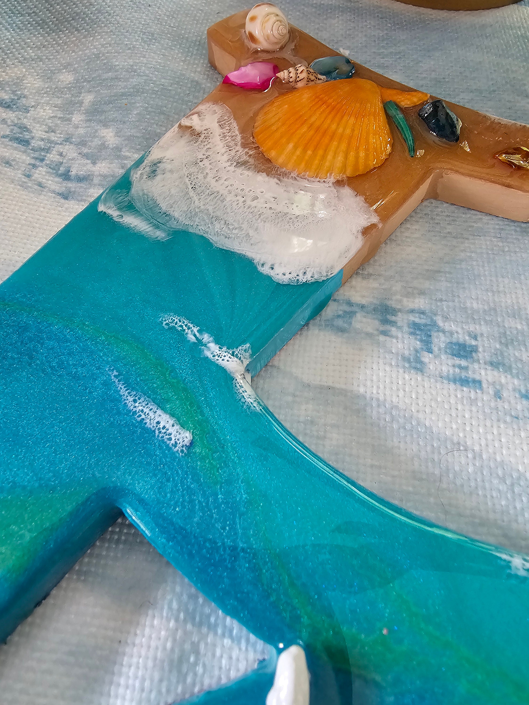 Large Beachy A Wall Art, Ocean Art, Letter Wall Art, Ocean Letters ...