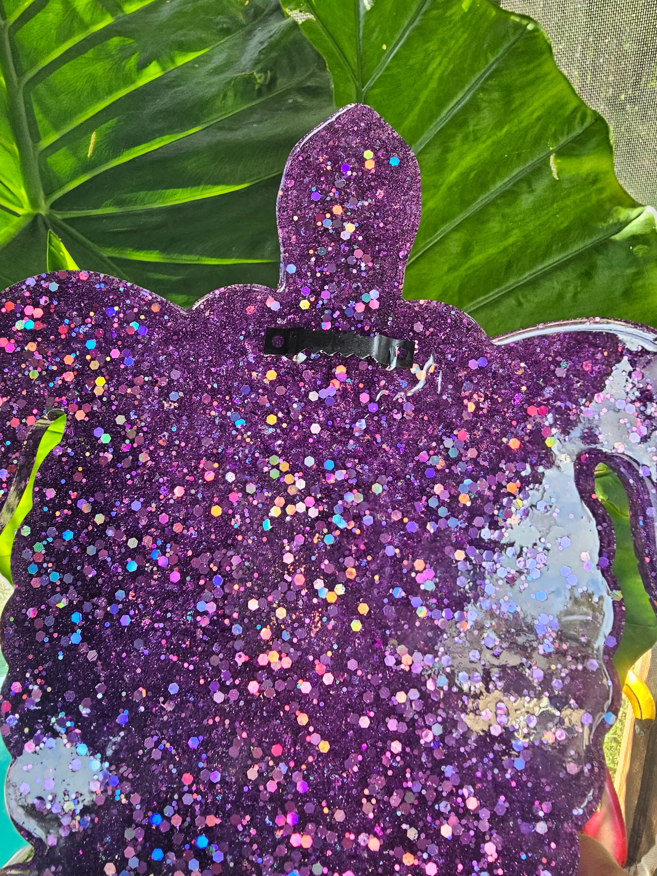 Lilac Holographic Sea Turtle Wall Art With Starfish, Sea Turtle Lover ...