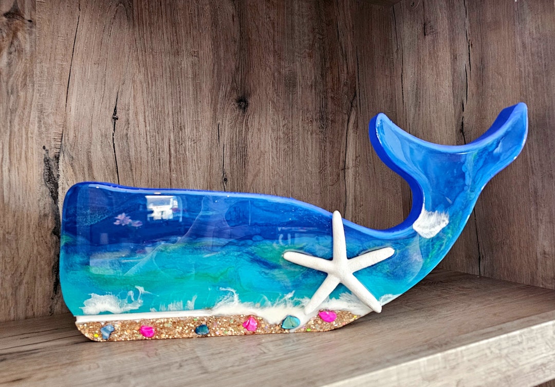 Ocean Whale Shelf Sitter or Wall Art With Holographic Champagne Gold ...