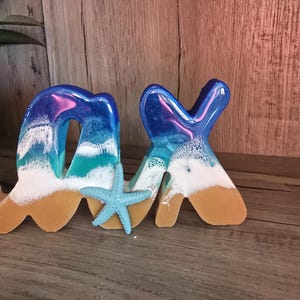 Ocean Relax Sign Shelf Sitter With Beach Waves, Shimmer Sand and ...