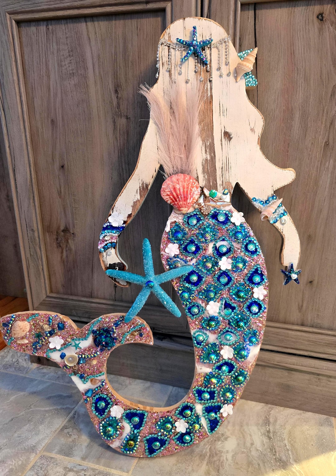 Mermaid Wall Art With Crystals, Glitters, Shells, Mermaid Gifts ...