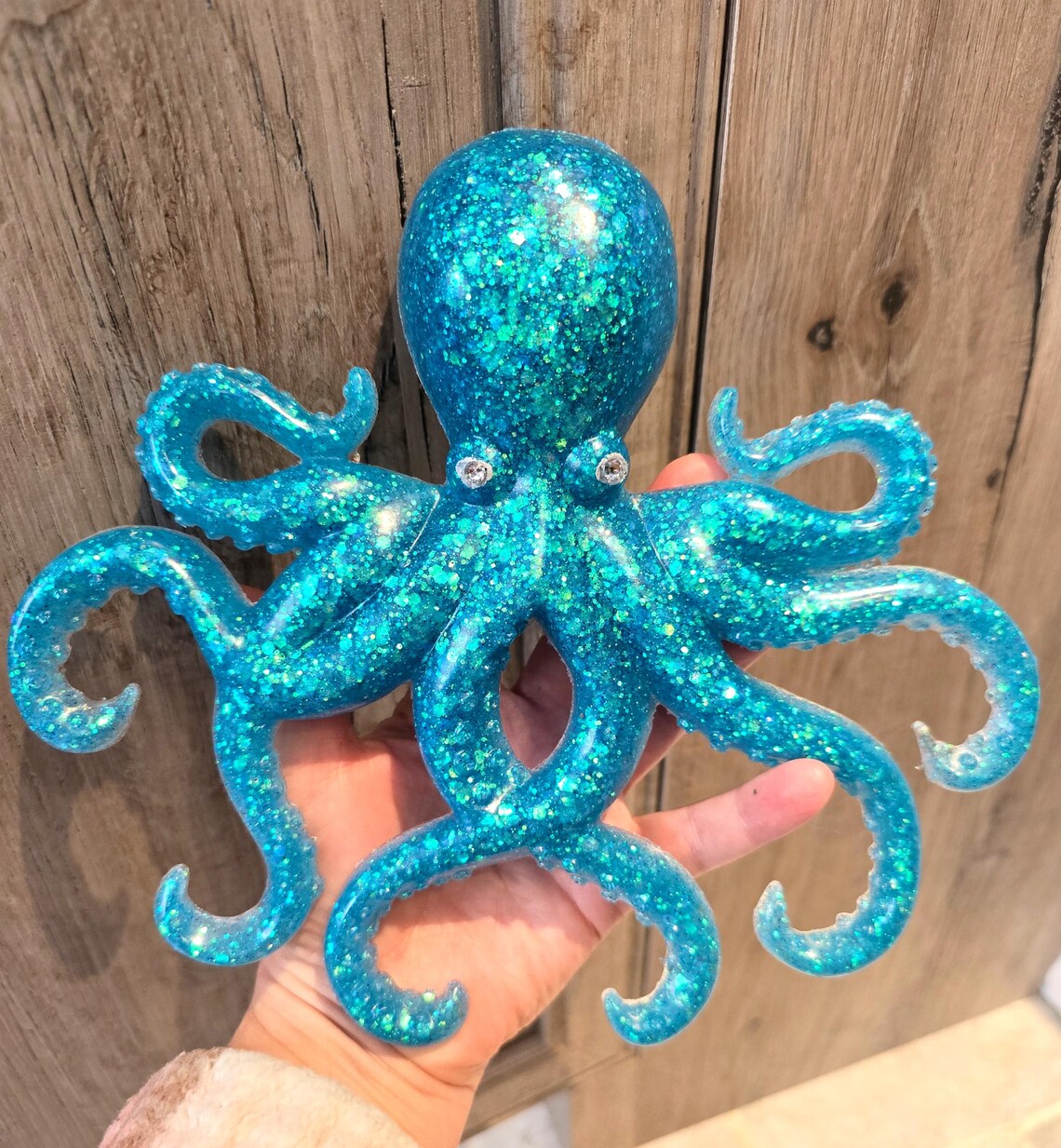 Octopus With Holographic Twilight Blue Jumbo Glitter Wall Art, Octopus ...