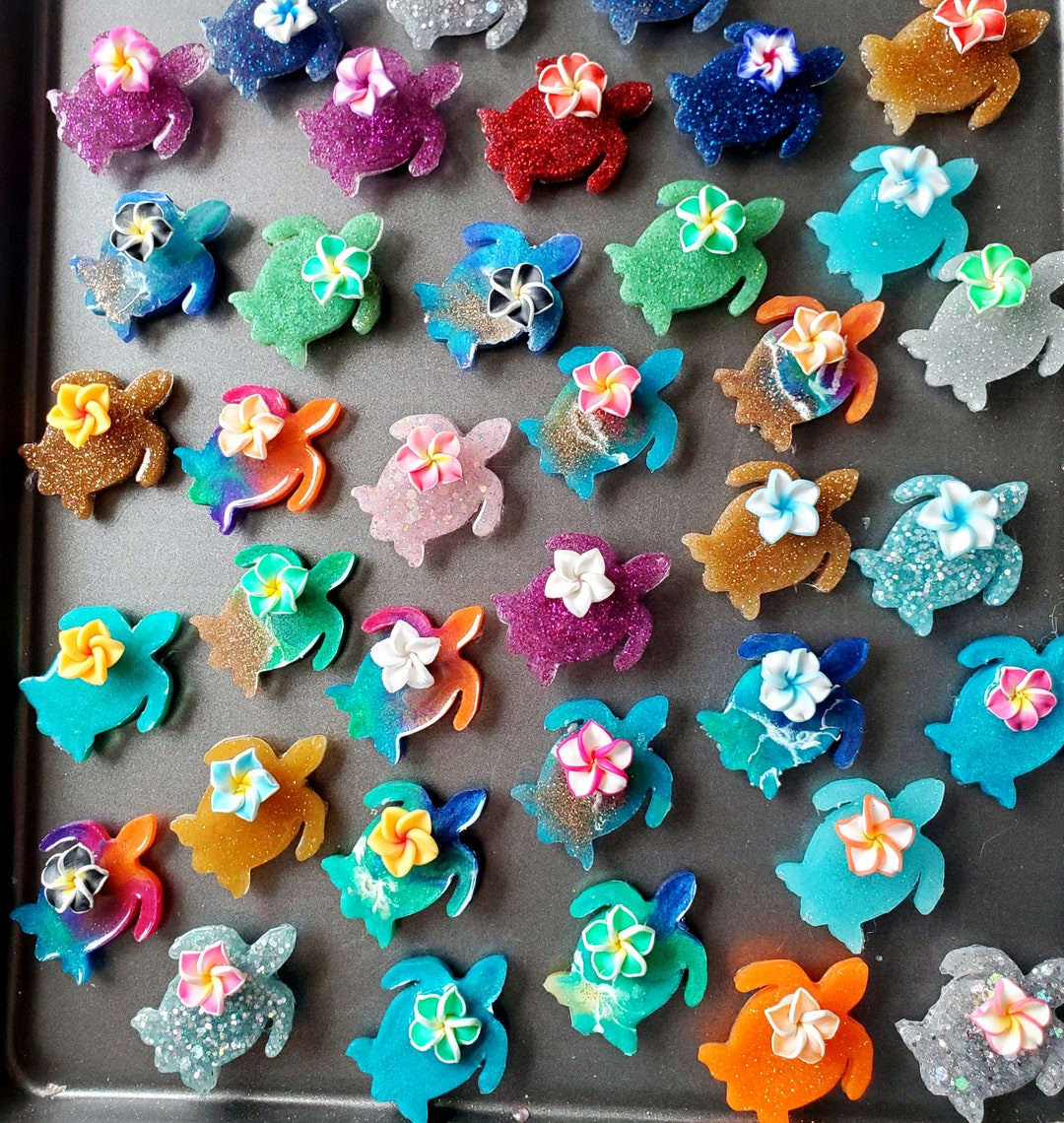 Sea Turtle Magnets With Plumeria Flower, Ocean Art, Magnets, Beach ...