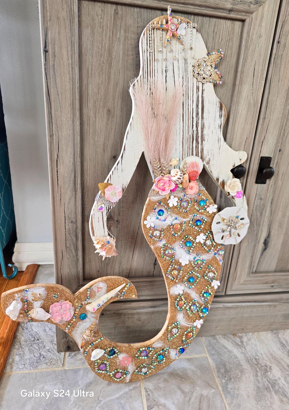 Gold Mermaid Wall Art With Gems, Glitter, Embellishments and Epoxy ...