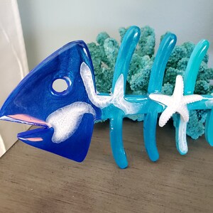 Fish Bone Wall Art With Beach Sand and Starfish, Beach Home Art, Beach ...