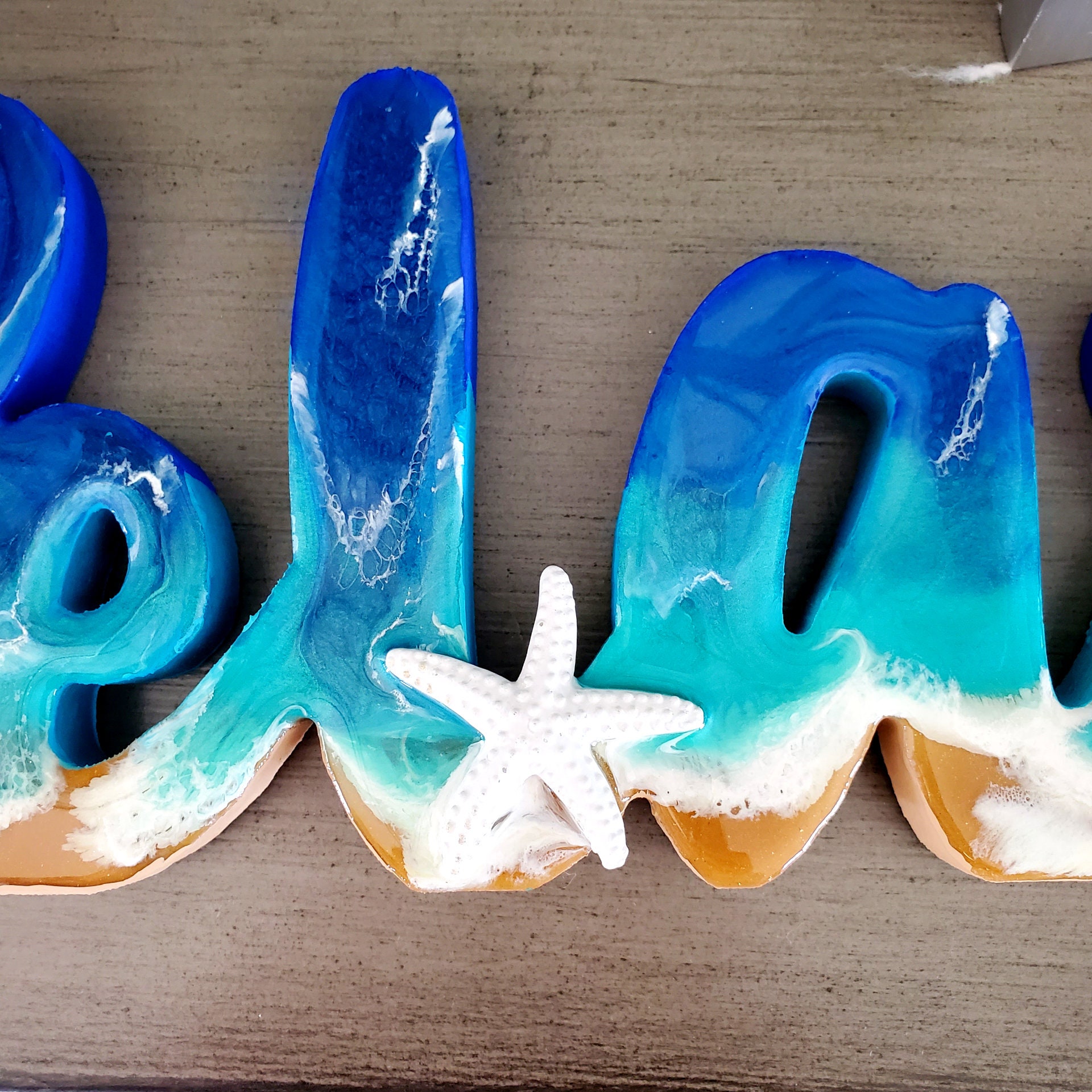 Ocean Relax Sign Shelf Sitter With Beach Waves, Shimmer Sand and ...