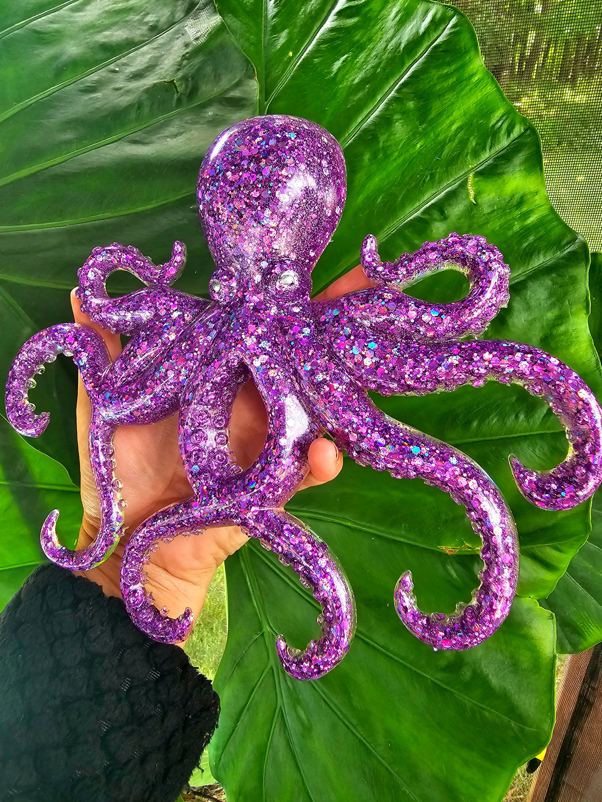Lilac Holographic Glitter Octopus Wall Art, Octopus Art, Octopus Decor ...