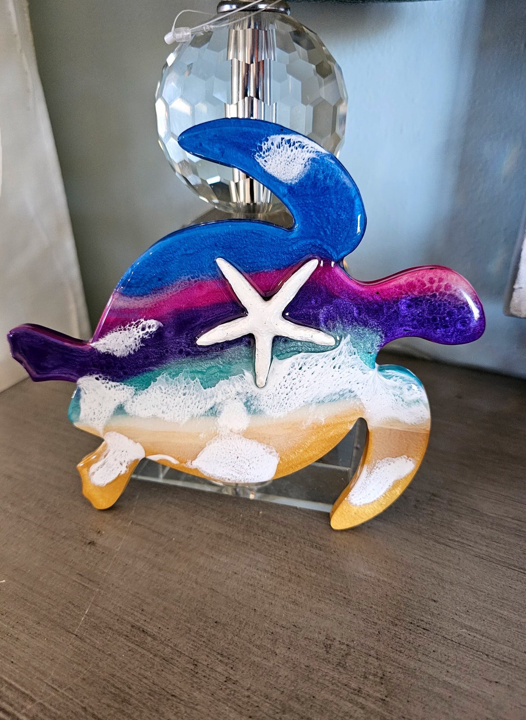 Colorful Seaturtle Wall Art With Starfish Sea Turtle Gifts, Turtle ...