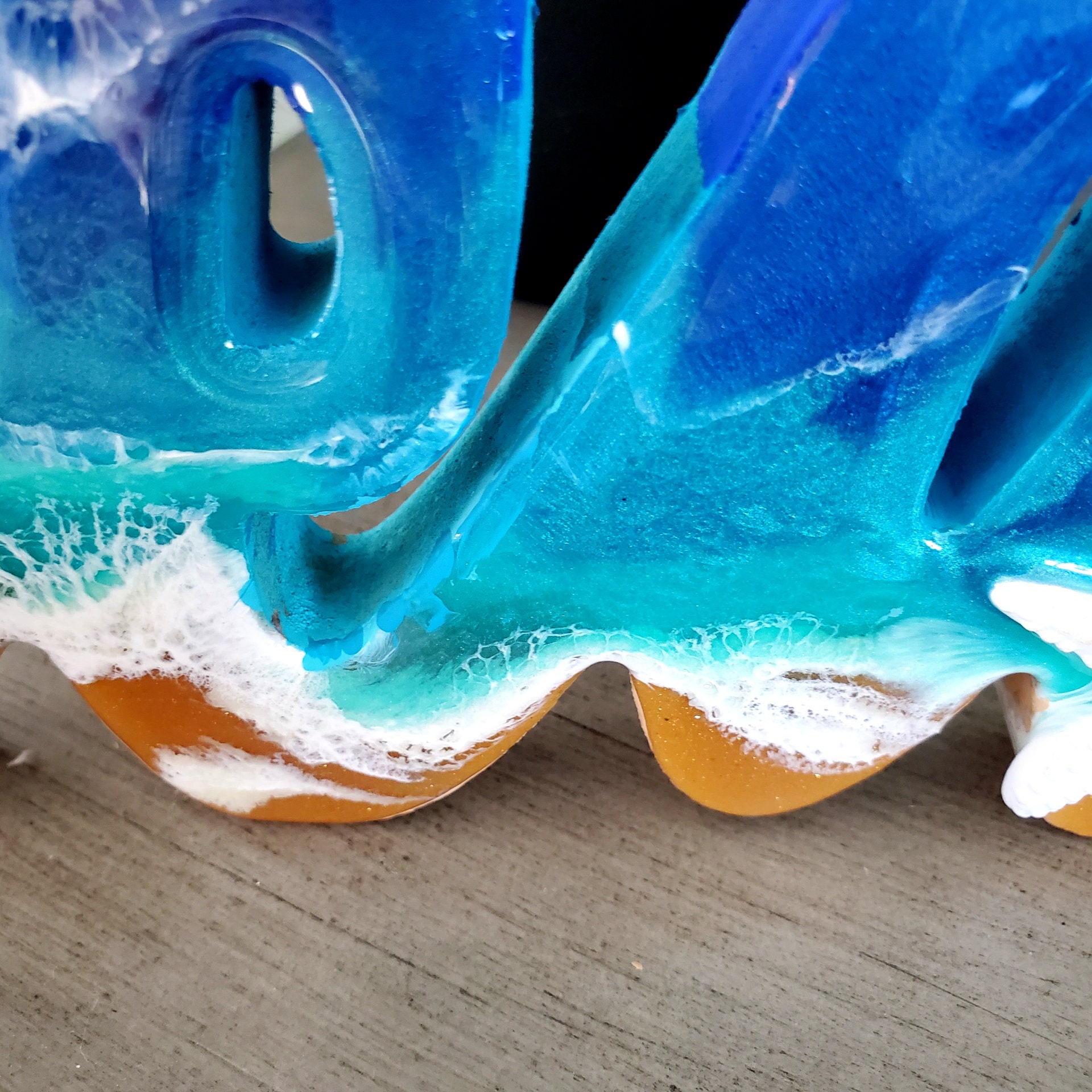 Ocean Relax Sign Shelf Sitter With Beach Waves, Shimmer Sand and ...