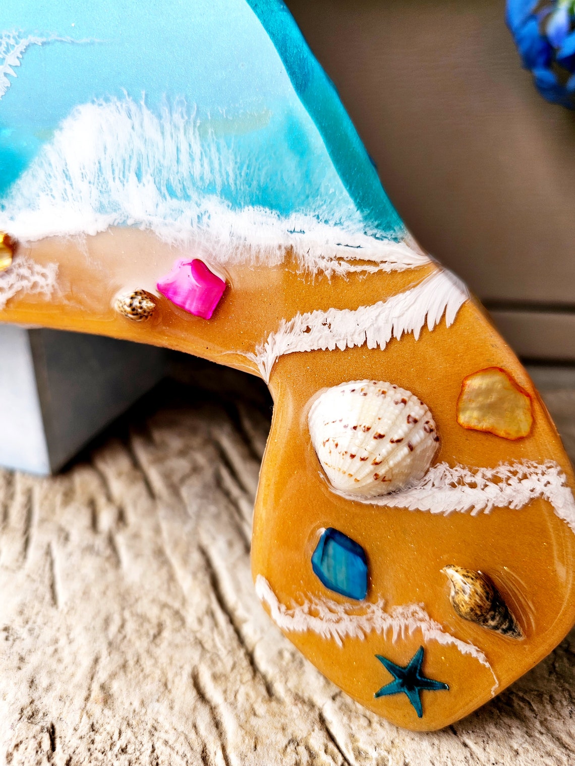 Manatee Wall Art With Shimmery Sand Beach Area, Shells and Starfish ...