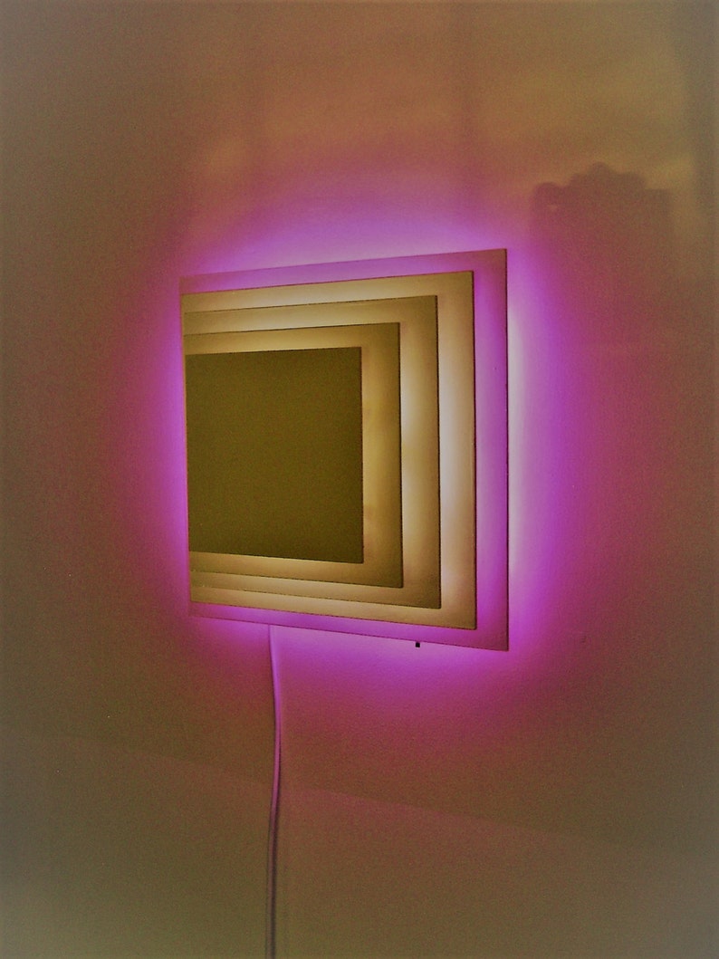 SOLD a Wood and LED Constructed Wall Light Sculpture Remote - Etsy