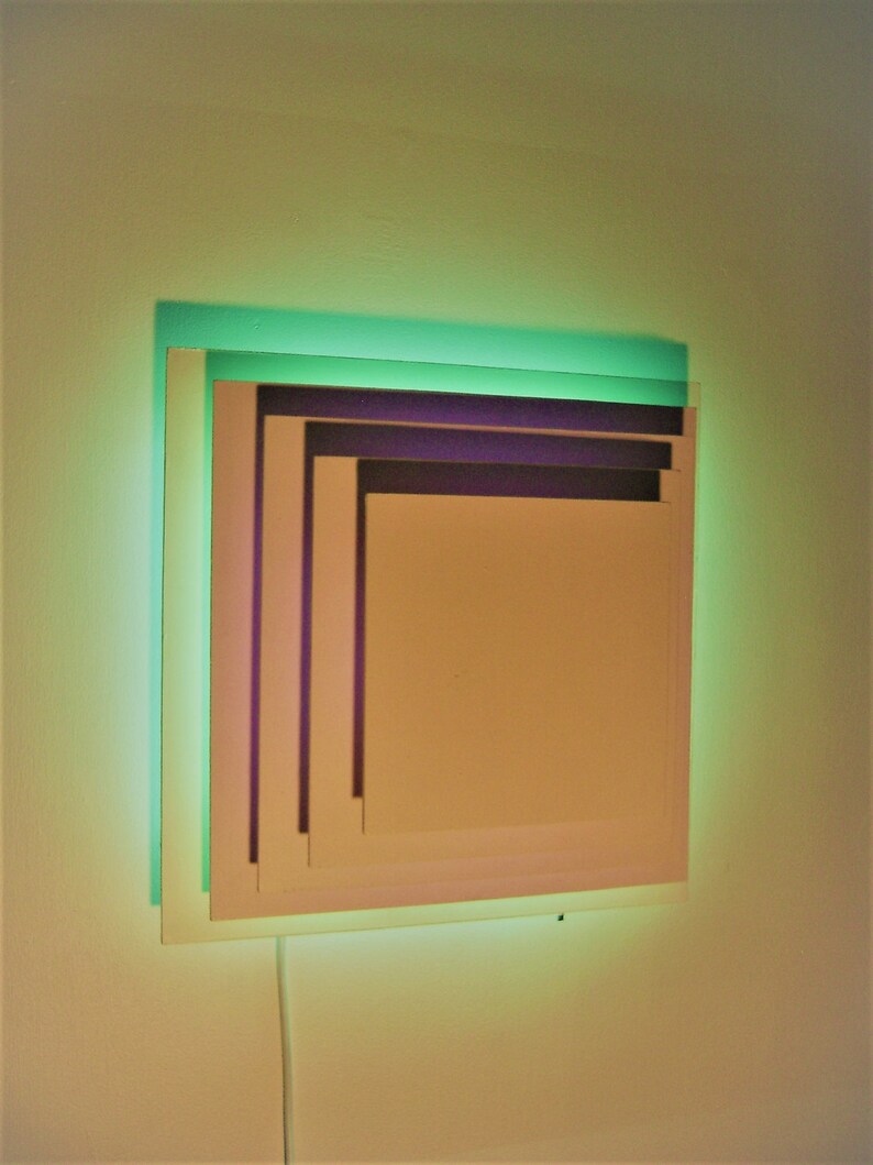 SOLD a Wood and LED Constructed Wall Light Sculpture Remote - Etsy