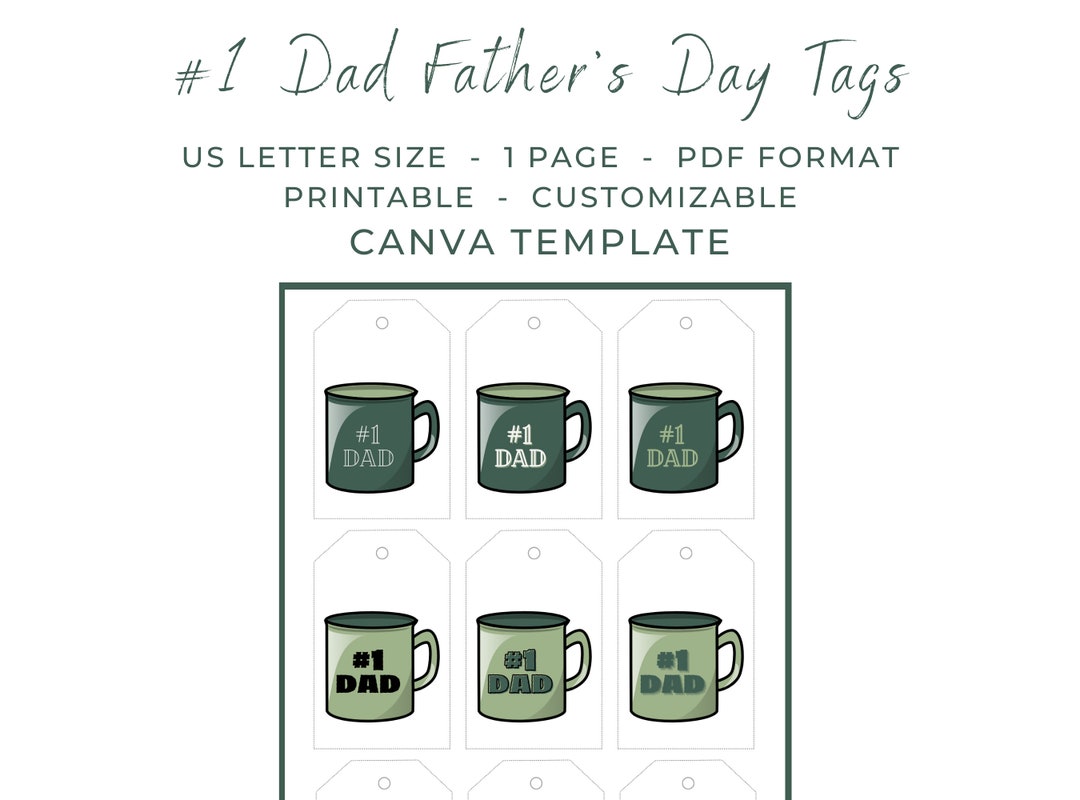 Number 1 Dad Printable Gift Tags - Printable Gift - #1 Dad Gift Tag ...