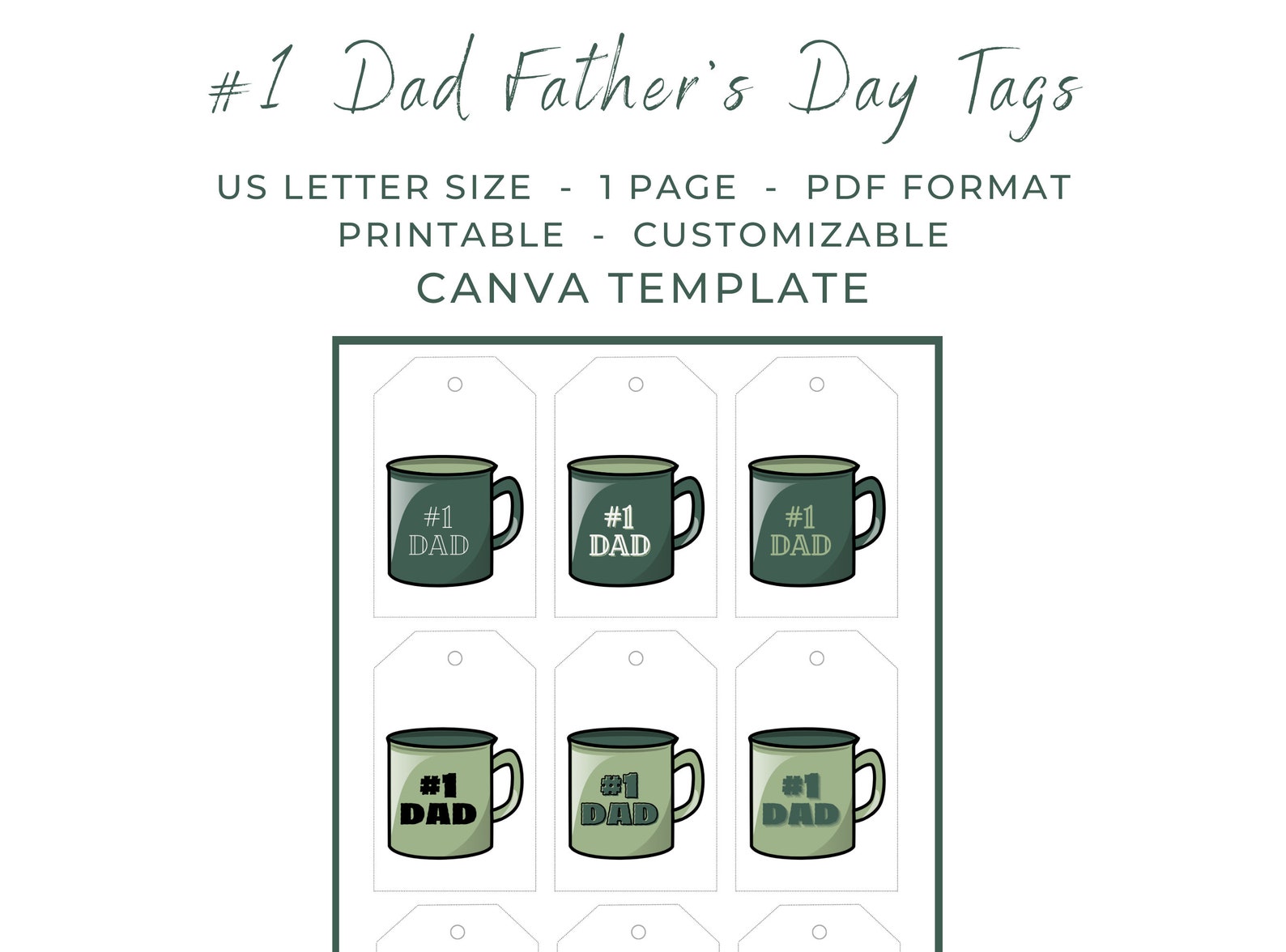 Number 1 Dad Printable Gift Tags - Printable Gift - #1 Dad Gift Tag ...