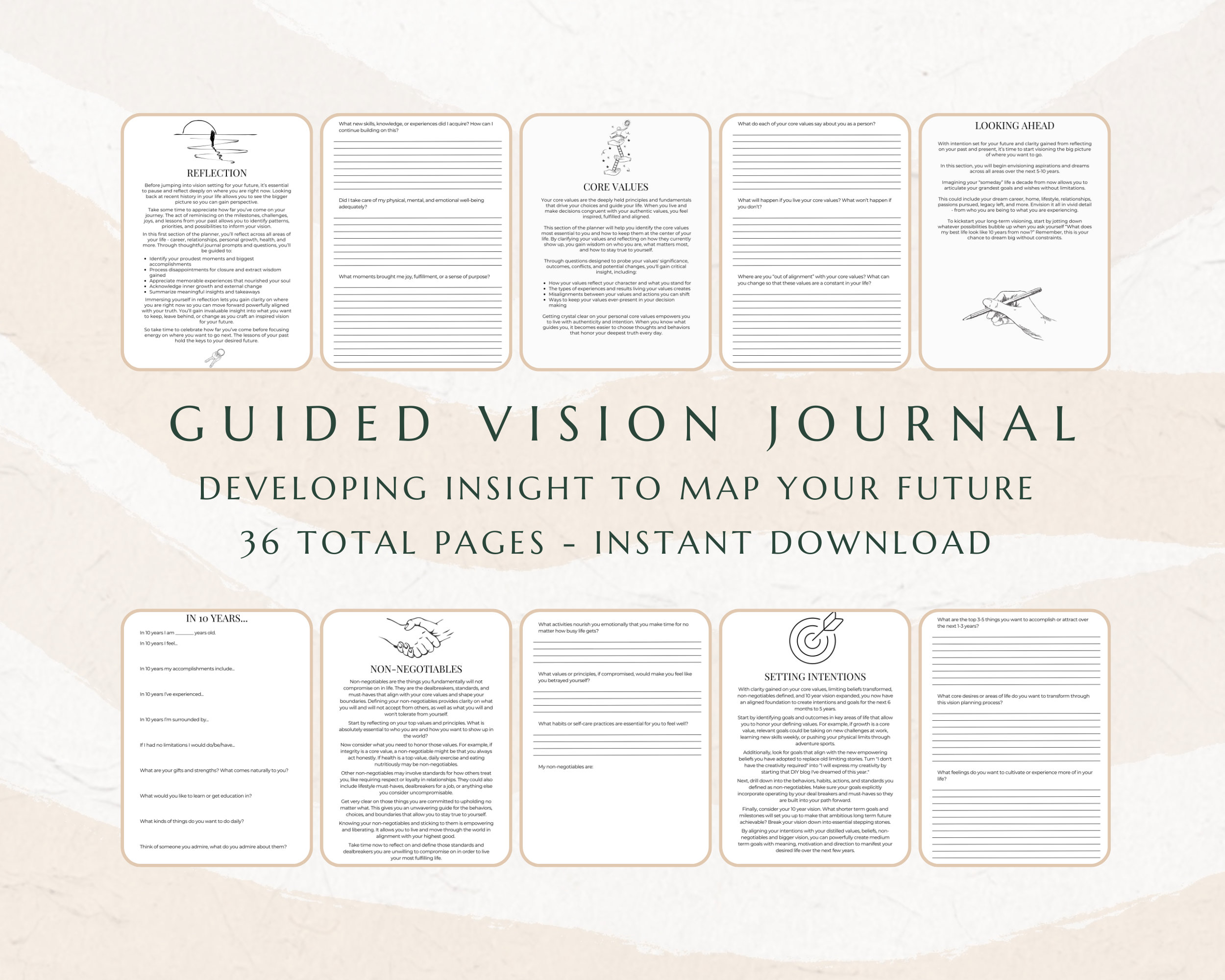 Guided Vision Journal: Reflective Prompts - Vision Board Planner ...
