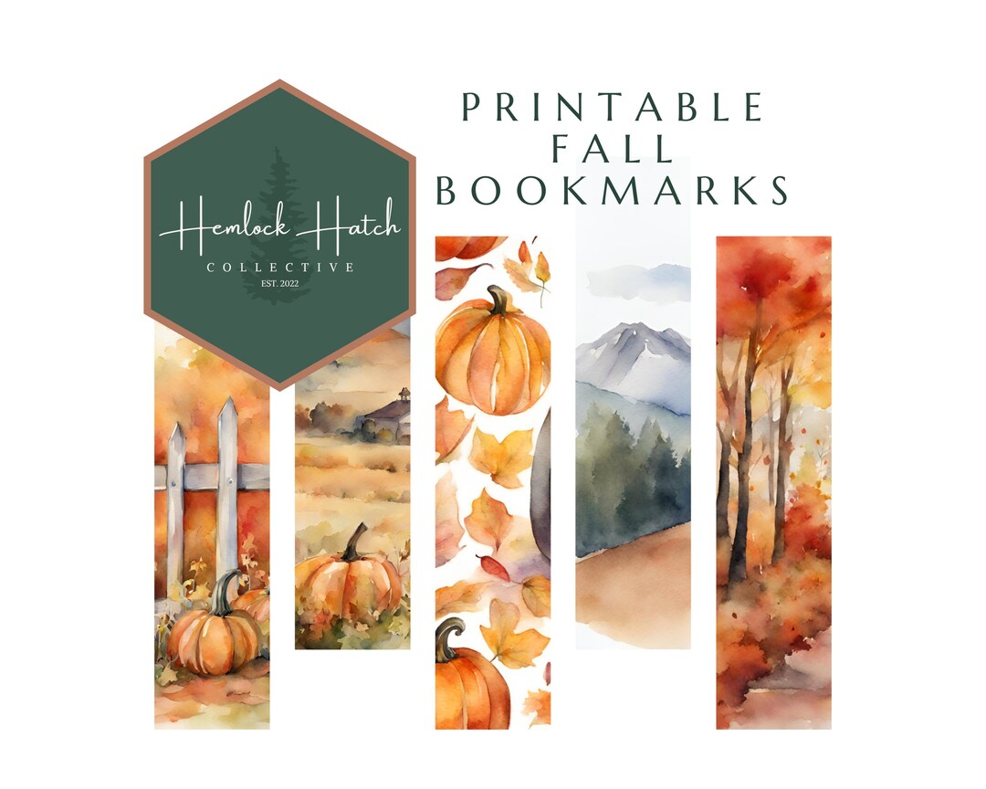 Watercolor Fall Printable Bookmarks - Printable Autumn Bookmarks - Fall ...