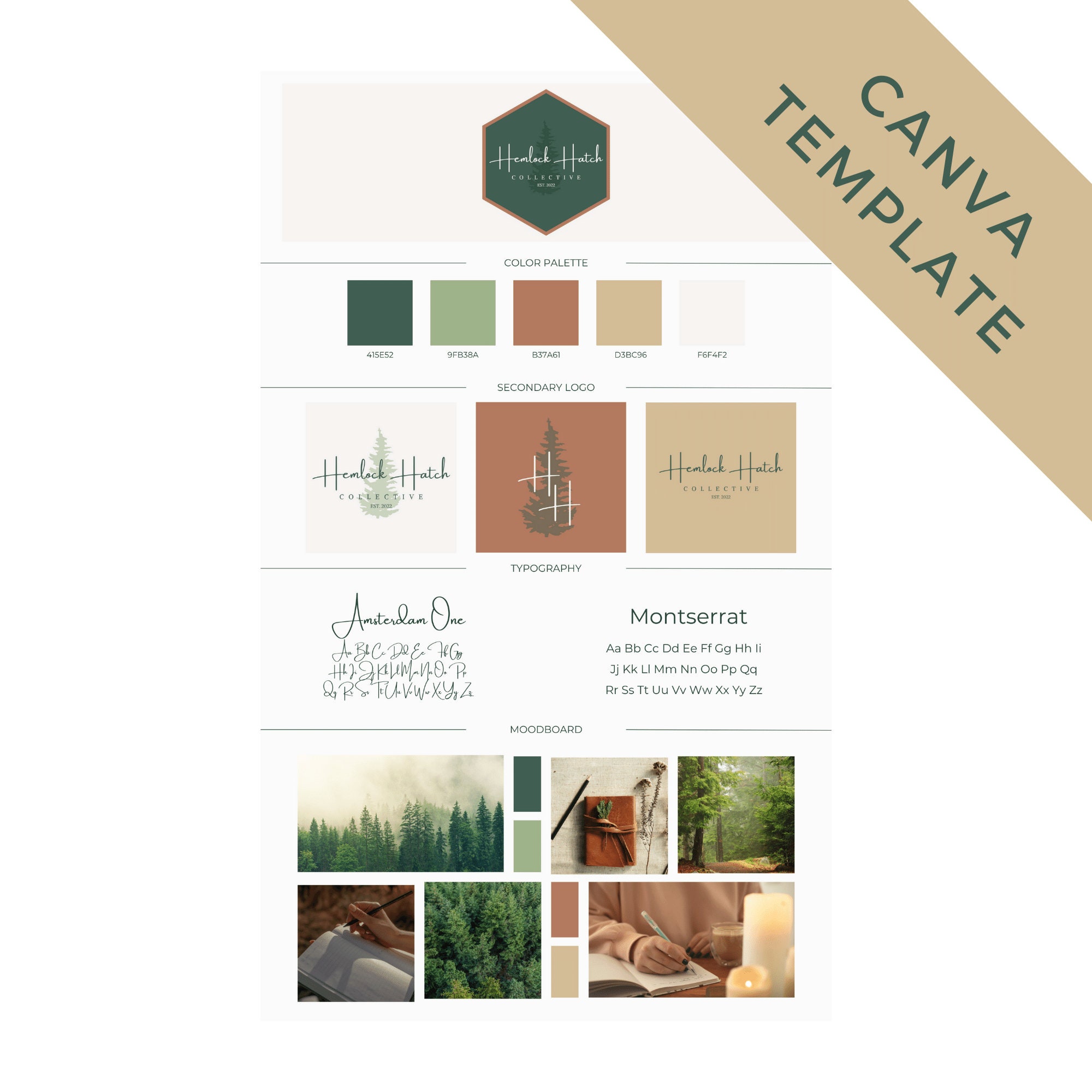 One Page Brand Board - Editable - Canva Template - Mini Brand Board ...