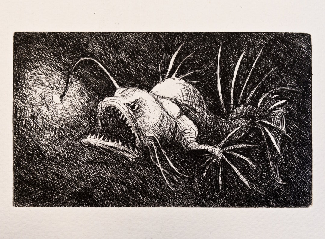 Deep Sea Monster, Handpulled Etching, Monster Art (handmade Print ...