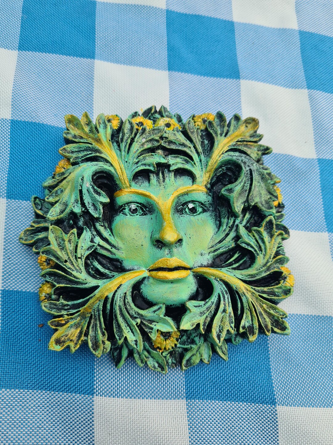 Green Man Garden Ornament Hanging Plaque Resin Art - Etsy UK