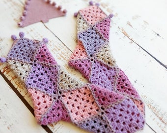 Christmas Granny Square Socks Rustic Crochet Indoor Slippers - Etsy