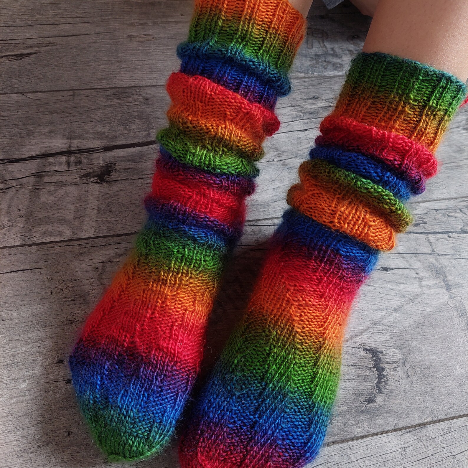 Christmas Granny Square Socks, Rustic Crochet Indoor Slippers, Bright ...