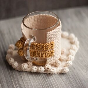 Eco-friendly Crochet Drink Warmer and a Coaster, Chunky Easter Gift ...