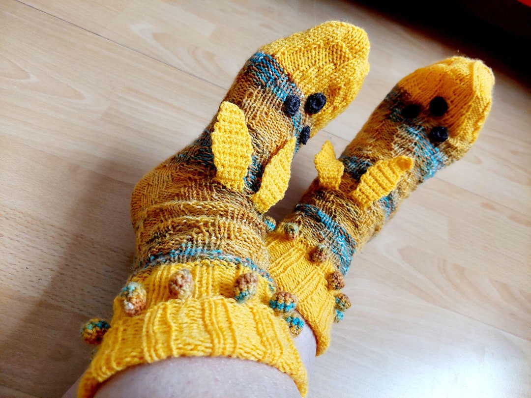 Easter Socks With a Sun Bunny Pattern Rustic Crochet Indoor Slippers ...