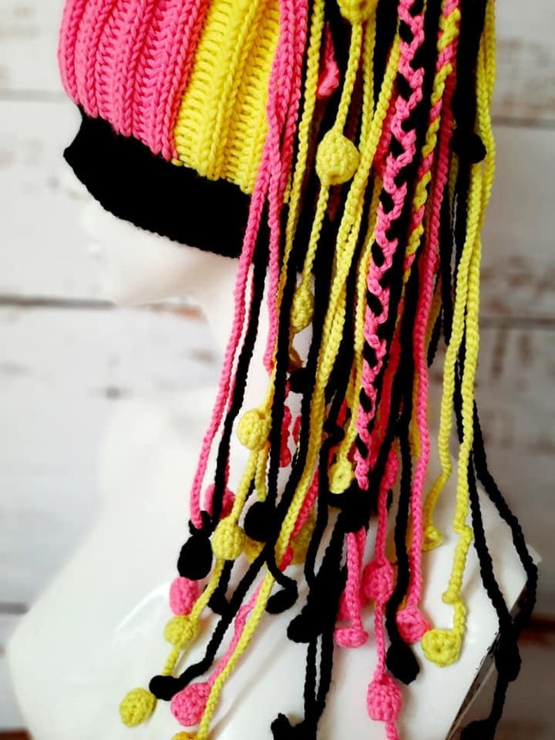 Wool Hat With Long Bobble Strings, Knitted Funky Ski Hat, Custom Merino ...