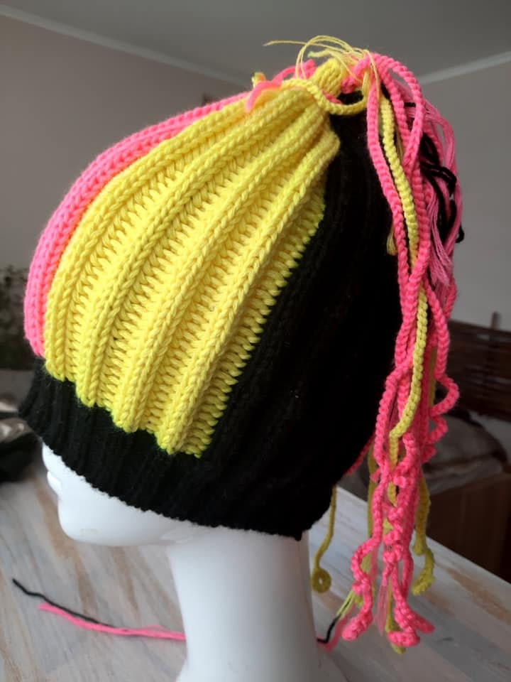 Wool Hat With Long Bobble Strings, Knitted Funky Ski Hat, Custom Merino ...