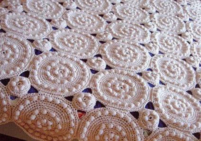Crochet Throw Beige Crochet Pillow Crochet Blanket Crochet Tablecloth ...