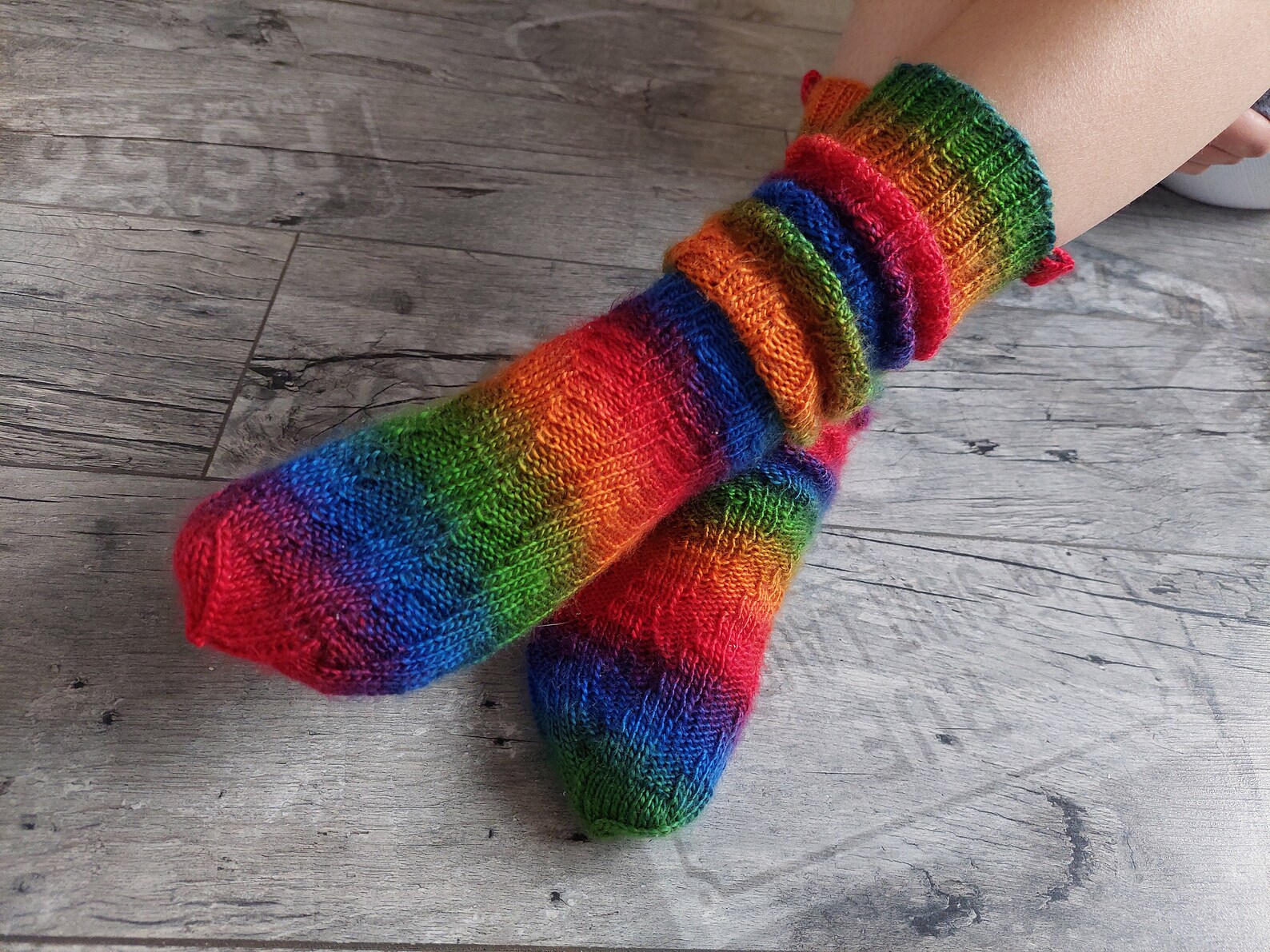 Christmas Granny Square Socks, Rustic Crochet Indoor Slippers, Bright ...