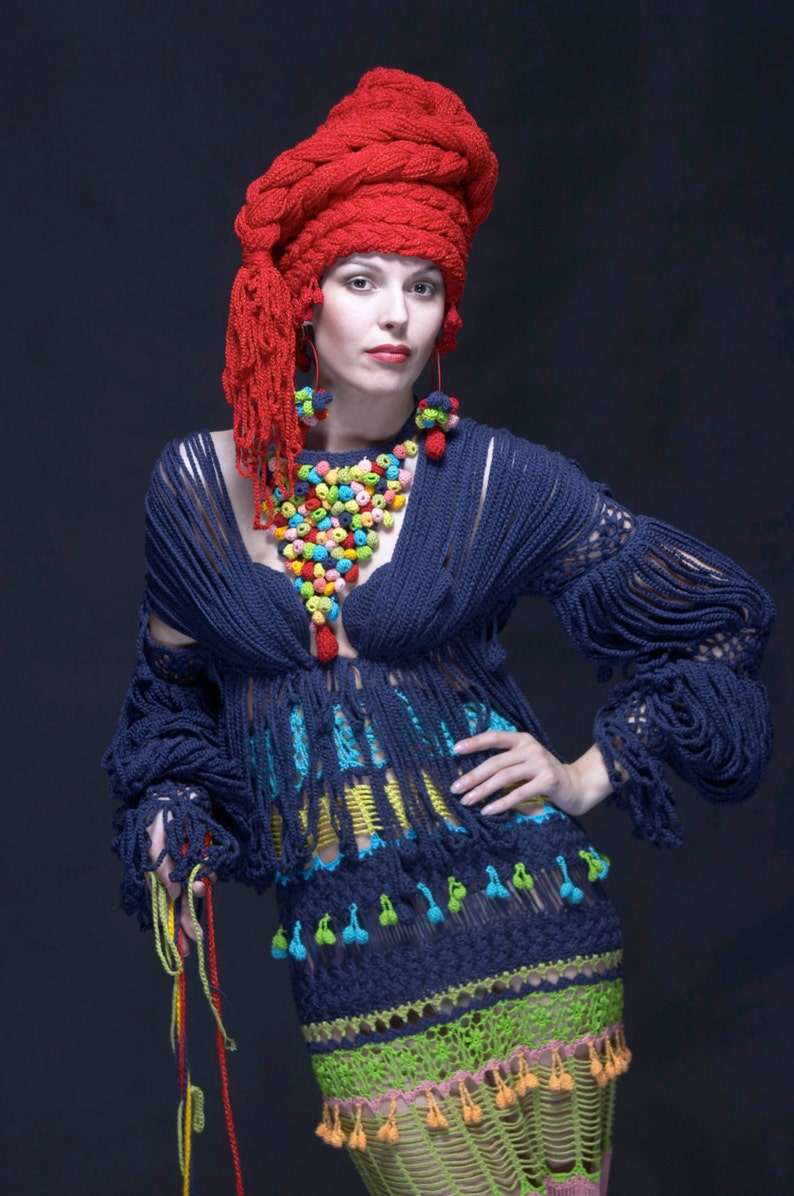 Handmade Crochet Dress Multicolor Bright Dress Boho Dress - Etsy
