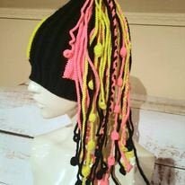 Wool Hat With Long Bobble Strings, Knitted Funky Ski Hat, Custom Merino ...