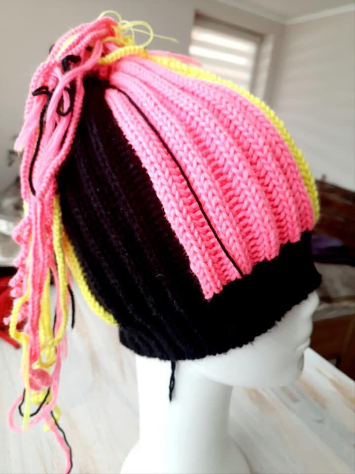 Wool Hat With Long Bobble Strings, Knitted Funky Ski Hat, Custom Merino ...