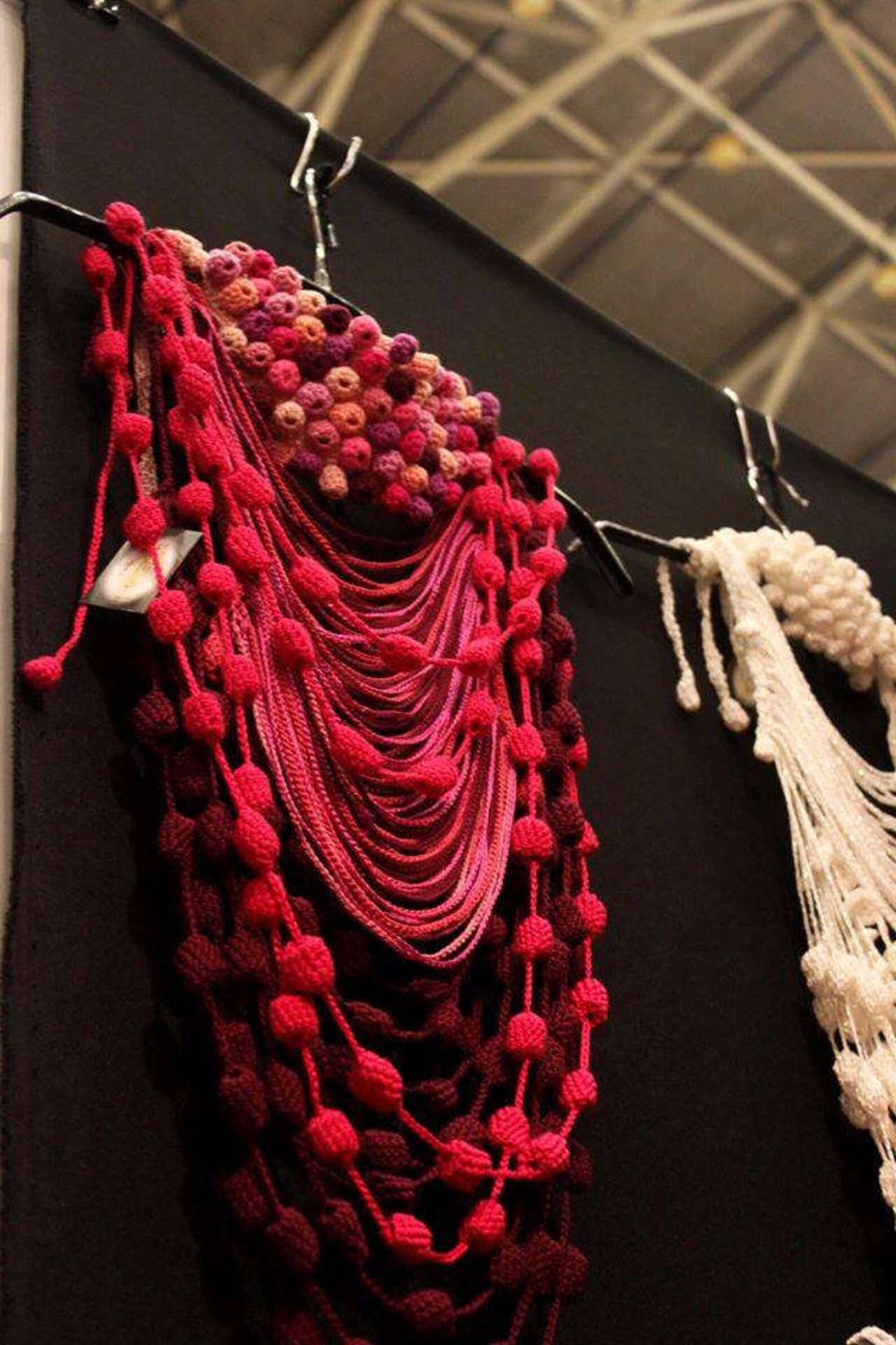 Summer Knit Bright Necklace Multicolored Designer Jewelry Cotton Knit ...