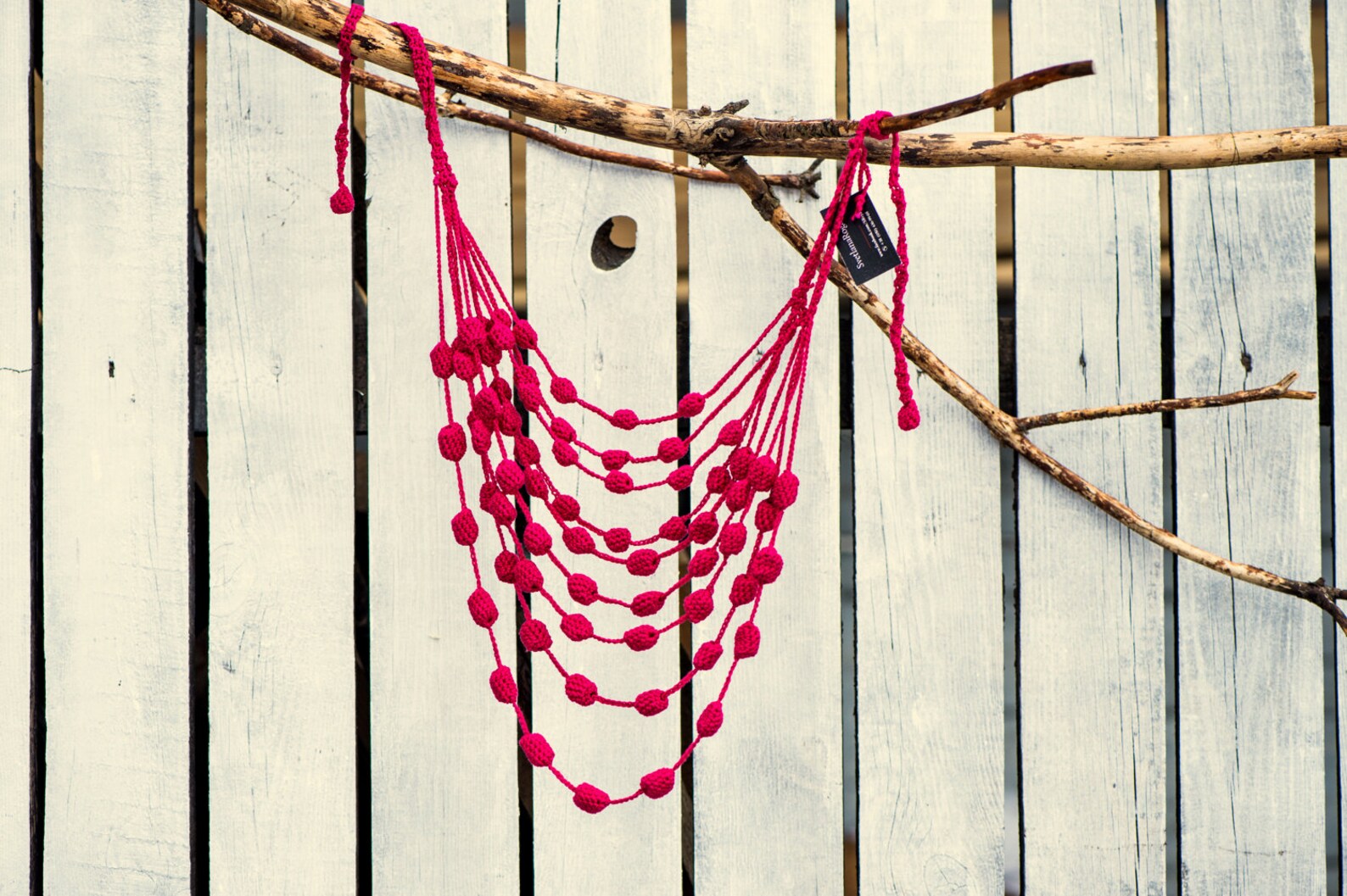 Summer Knit Bright Necklace Multicolored Designer Jewelry | Etsy